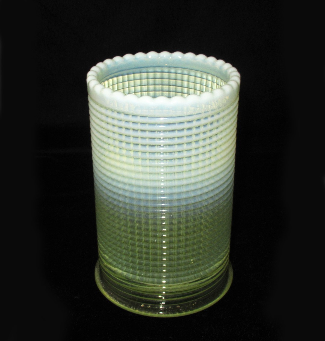 celery-ribbed_spiral-Albany (Large) | Vaseline Glass Collectors, Inc.